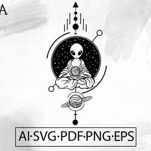 Alien Yoga SVG Celestial UFO Space Spaceship Outerspace Galaxy Mystical ...