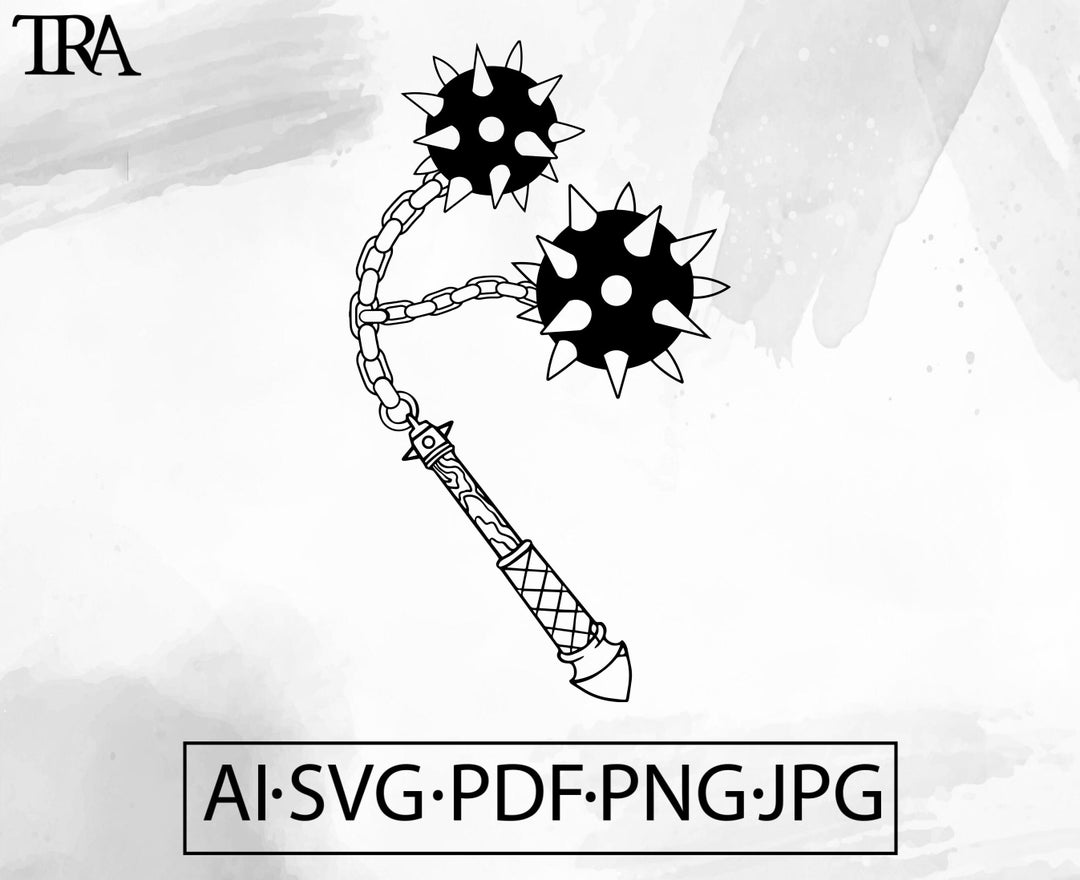Mace SVG Flail Flash Tattoo Medieval Weapon Mystical Goth Witchy ...