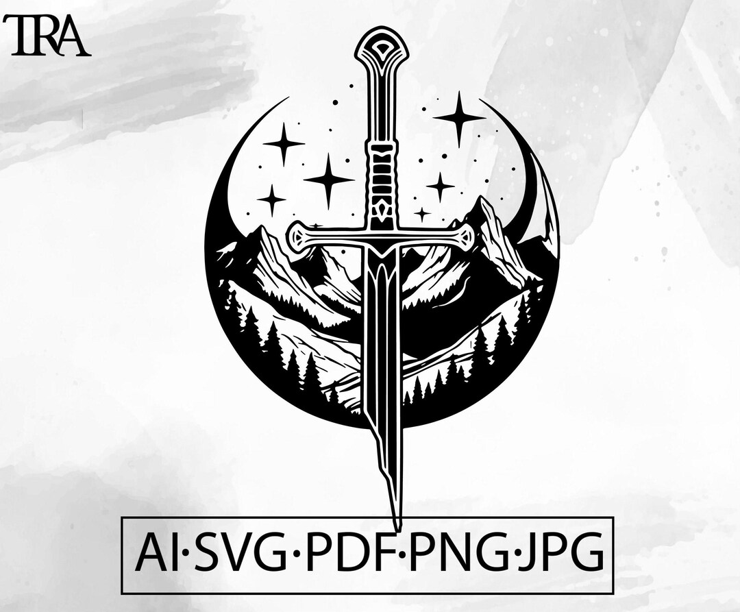 Narsil Sword Mountain Landscape SVG: Lord of the Rings (digital ...