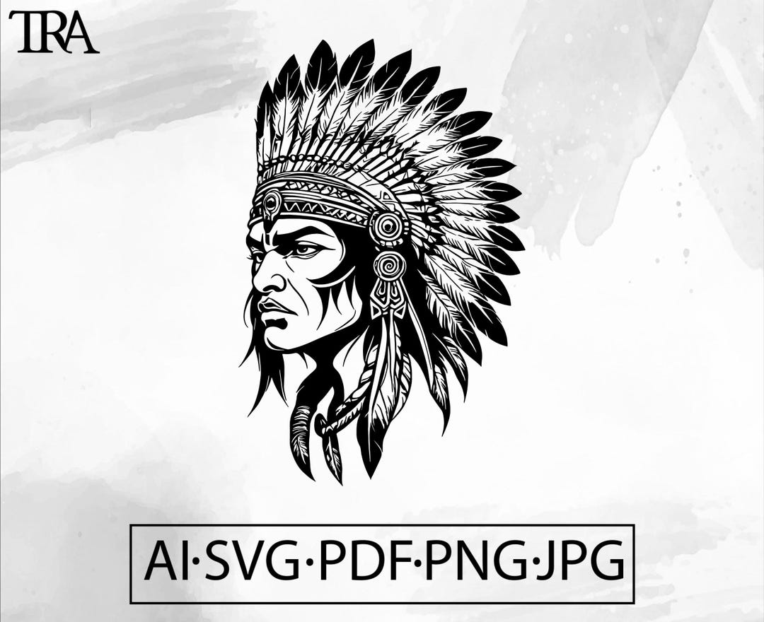 American Indian Warrior SVG American Indian Boho Native Chief Headdress ...