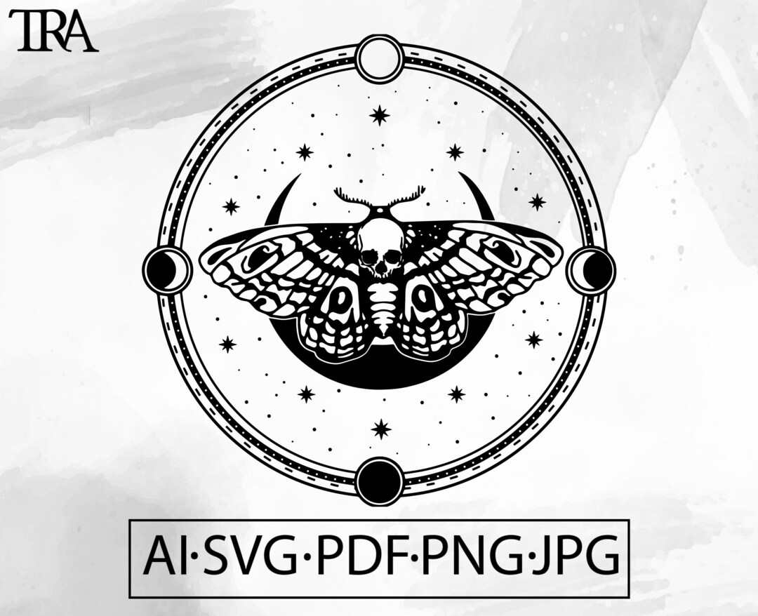 Death Moth Moon Celestial SVG Skull Moth Witch Mystical Witchy ...