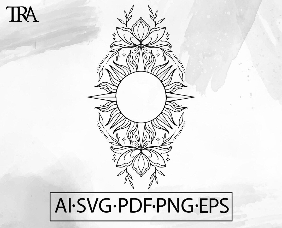 Sun Unalome SVG Celestial Mystical Sunrise Sunburst Boho Mandala Tatoo ...