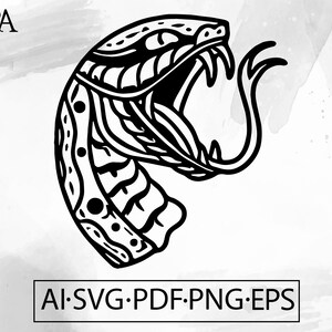 Traditional Snake Head SVG Classic Old School Tattoo Animal Vintage Ink ...