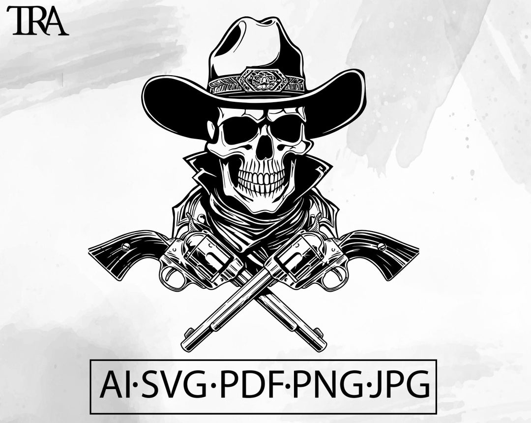 Skeleton Cowboy With Guns SVG Skull Ghost Wild West Dead Phantom Undead ...