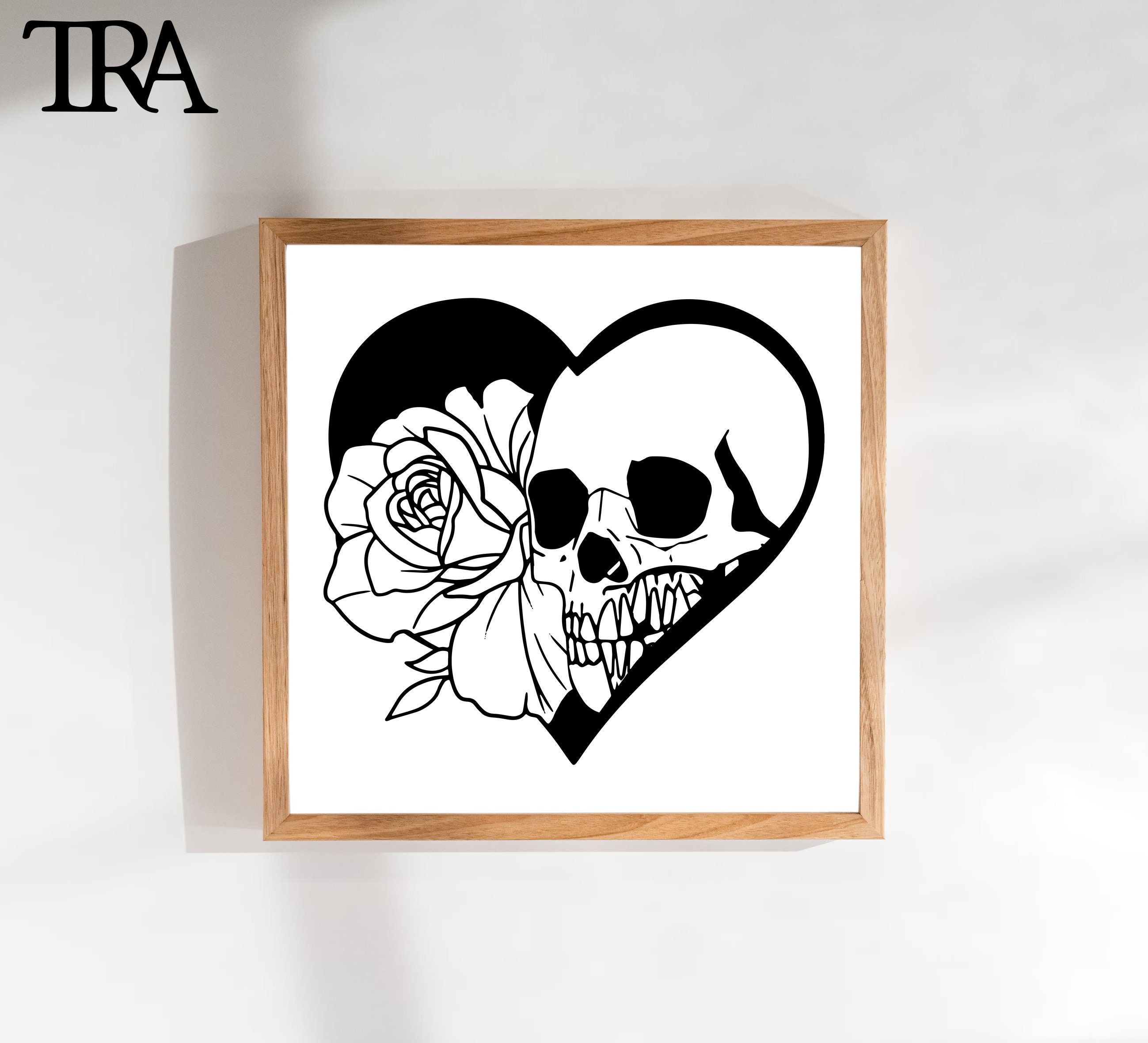 Skull Floral Heart SVG Gothic Goth Tattoo Flower Skeleton Rose Witchy ...