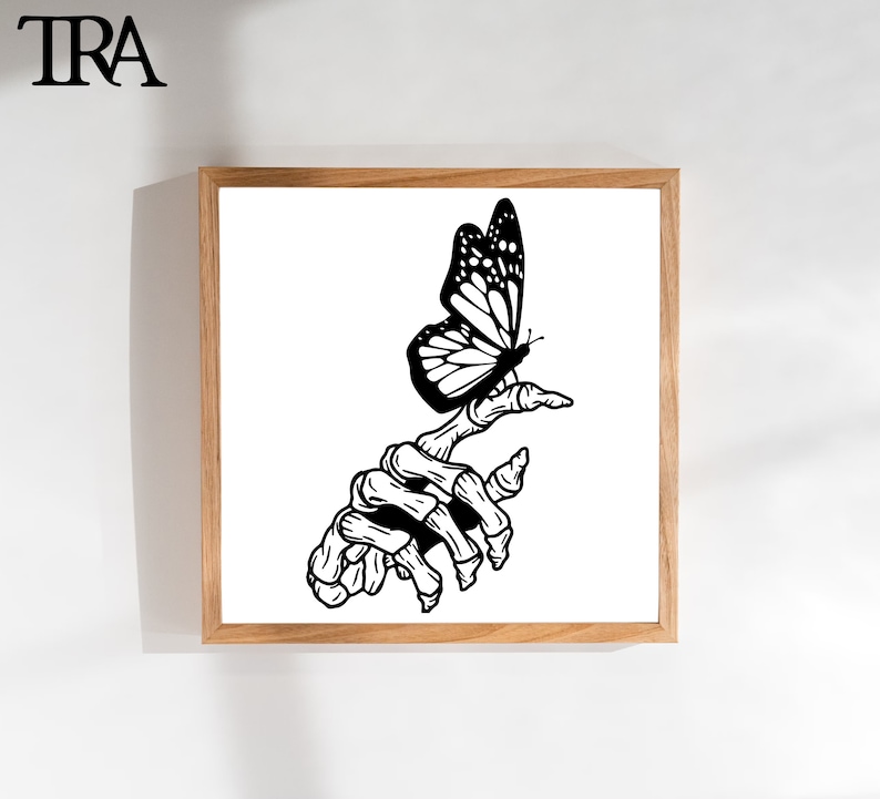 Skeleton Hand With Butterfly SVG Flash Tattoo Goth Mystical Horror ...