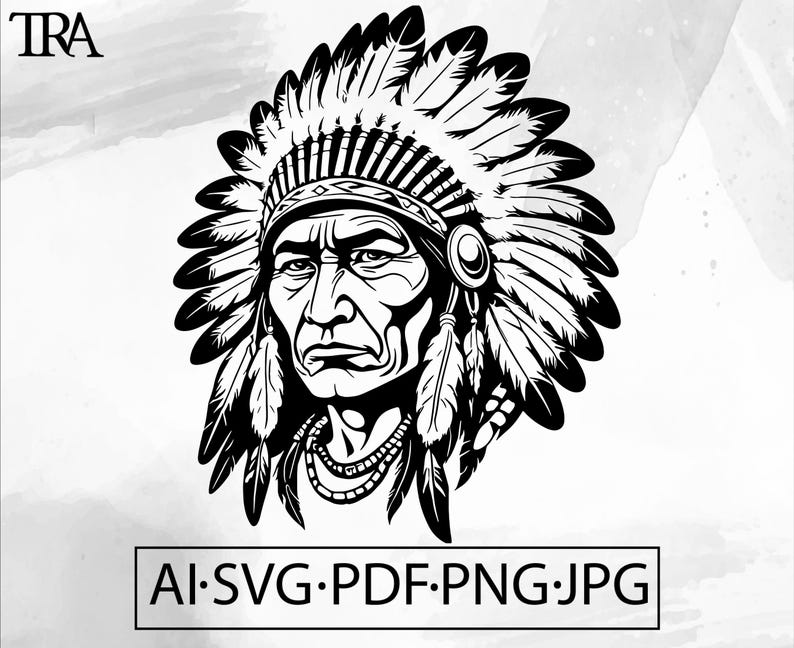 Native American Chief SVG – Warrior Headdress, Boho Western (digital ...