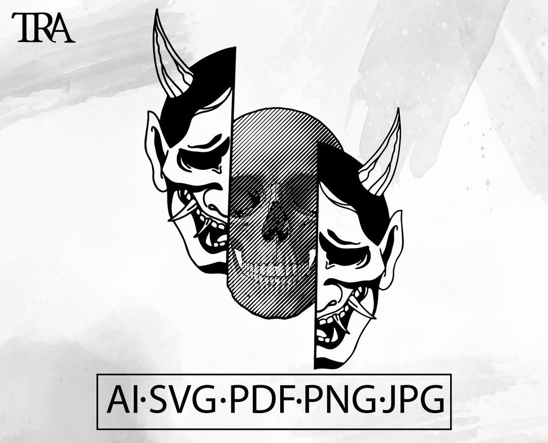 Hannya Demon Mask Skull SVG Japanese Samurai Warrior Oni Mask Asian Art ...