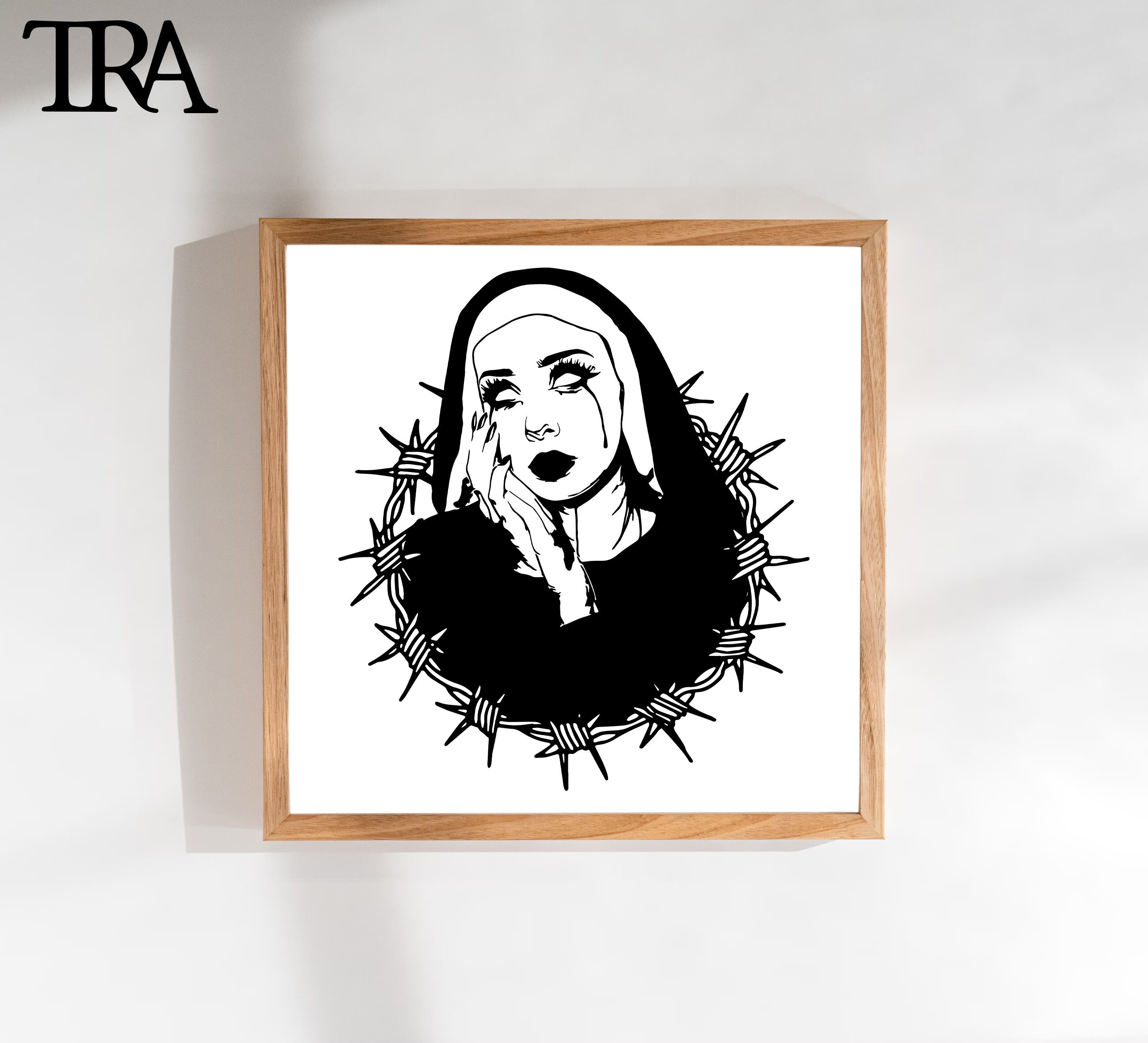 Undead Nun Barbed Fence SVG Barbed Wire Zombie Flash Tattoo Horror Goth ...