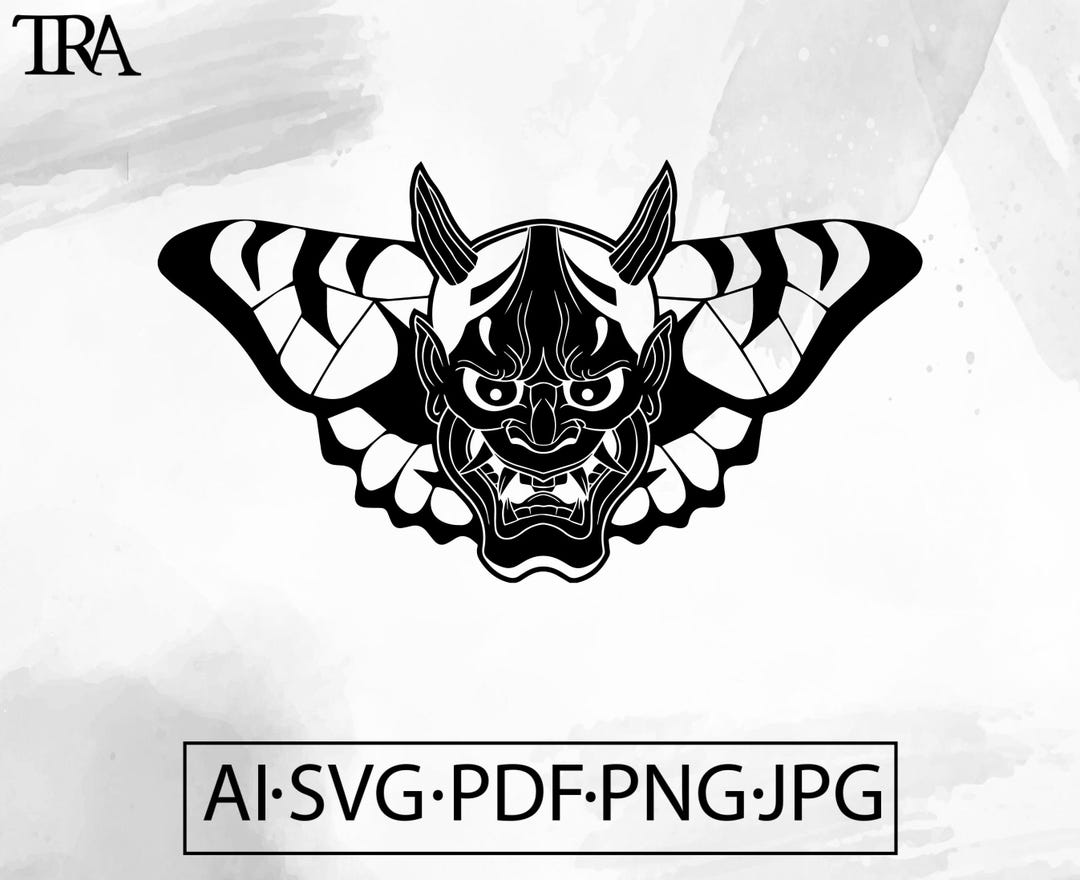 Hannya Demon Moth SVG Samurai Japanese Warrior Oni Mask Asian Art ...