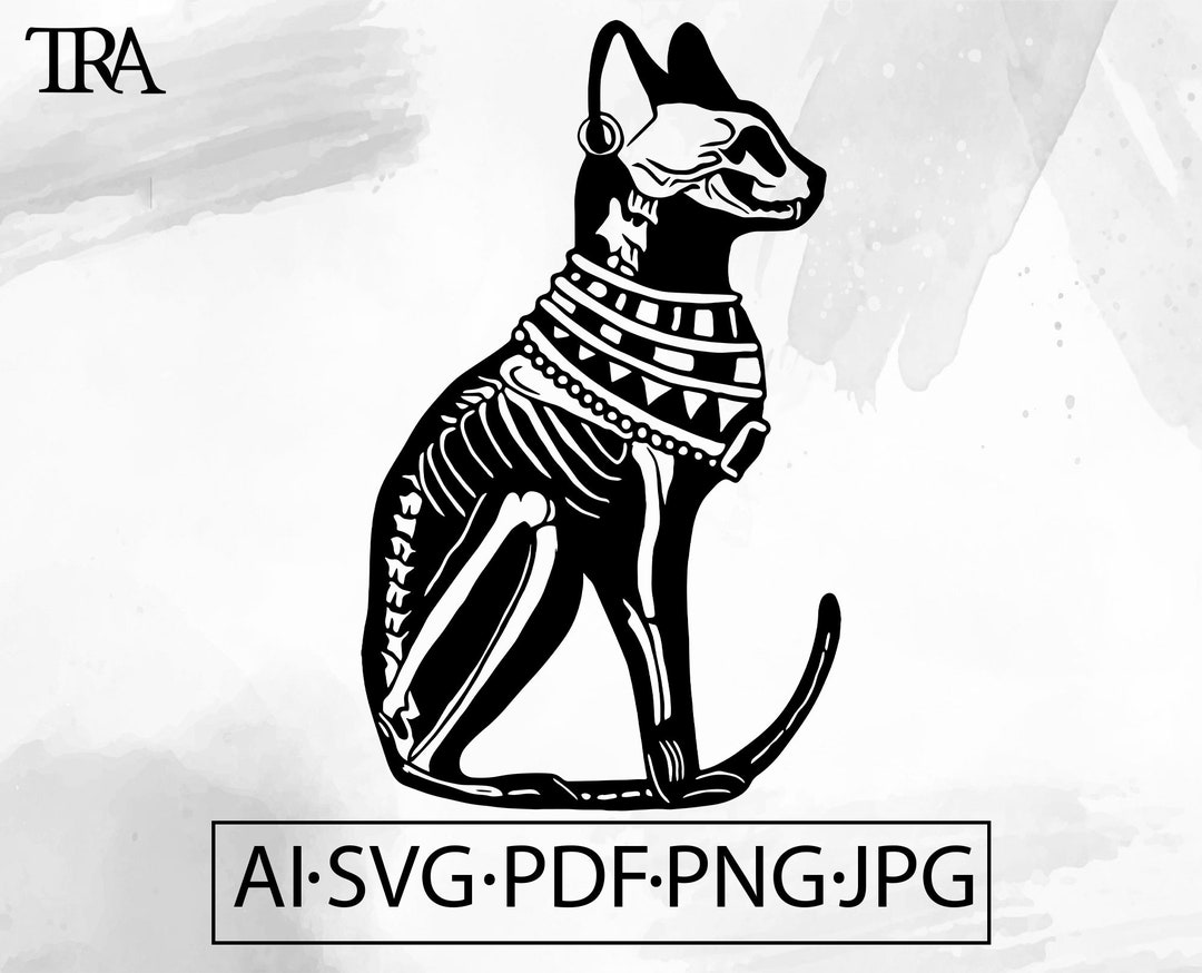 Egyptian Sphynx Cat Skeleton SVG: Eye of Horus, Celestial Design ...