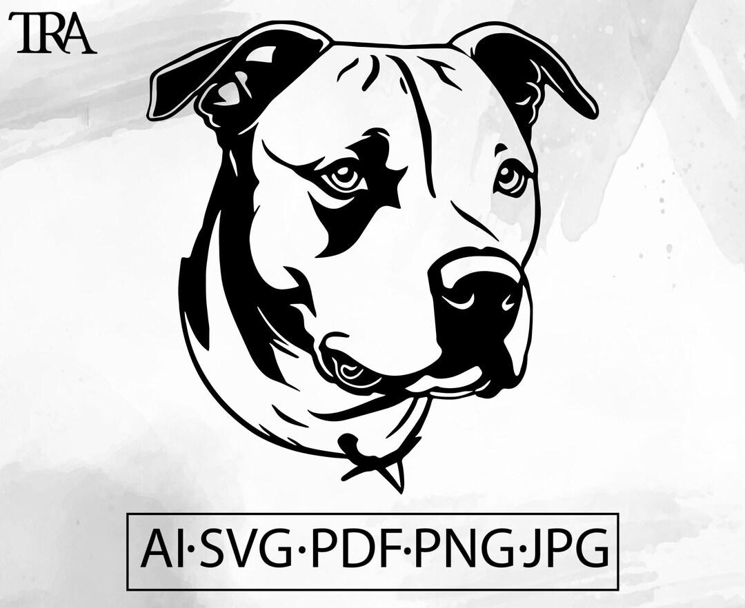 American Pitbull Head SVG Pit Bull Terrier Dog Animal Silhouette Paw ...