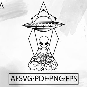 Alien Geomertic Yoga SVG Celestial UFO Space Spaceship Outerspace ...