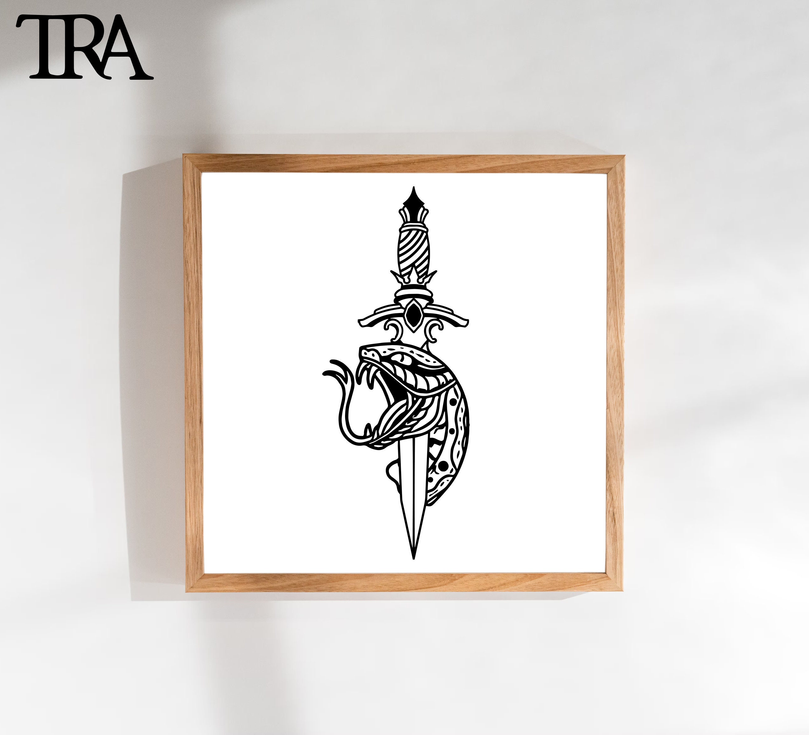Traditional Snake Head With Dagger SVG Classic Old School Tattoo Animal ...