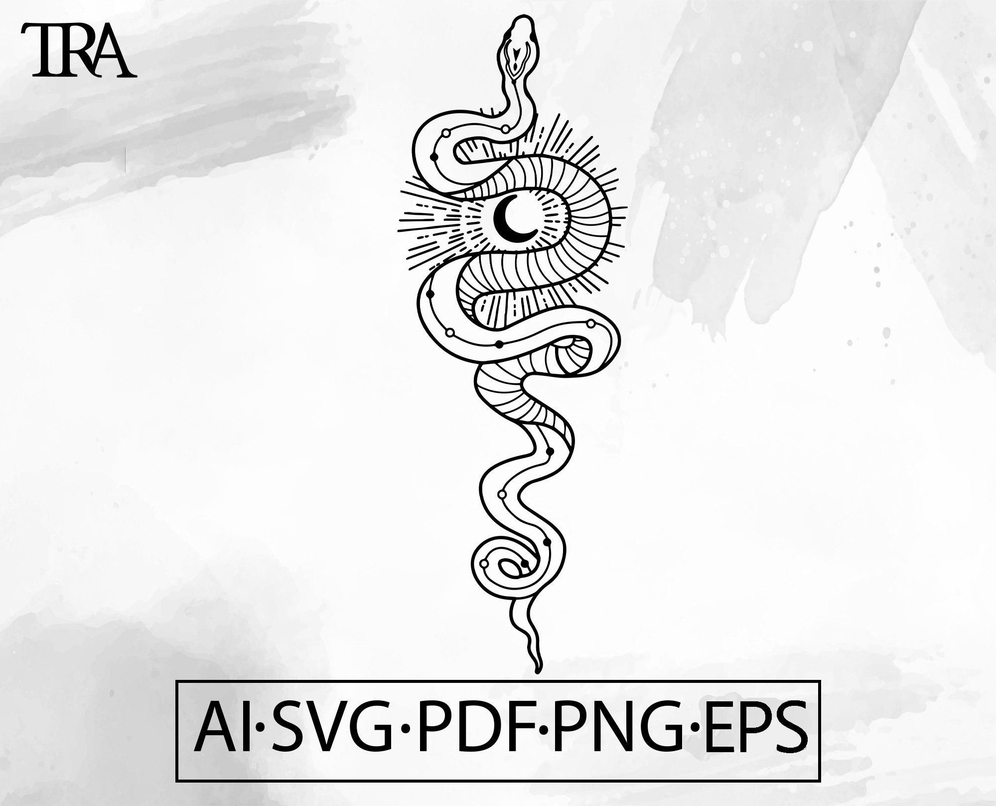 Mystical Snake Sunburst SVG Celestial Magic Witchy Mystic Boho Serpent ...