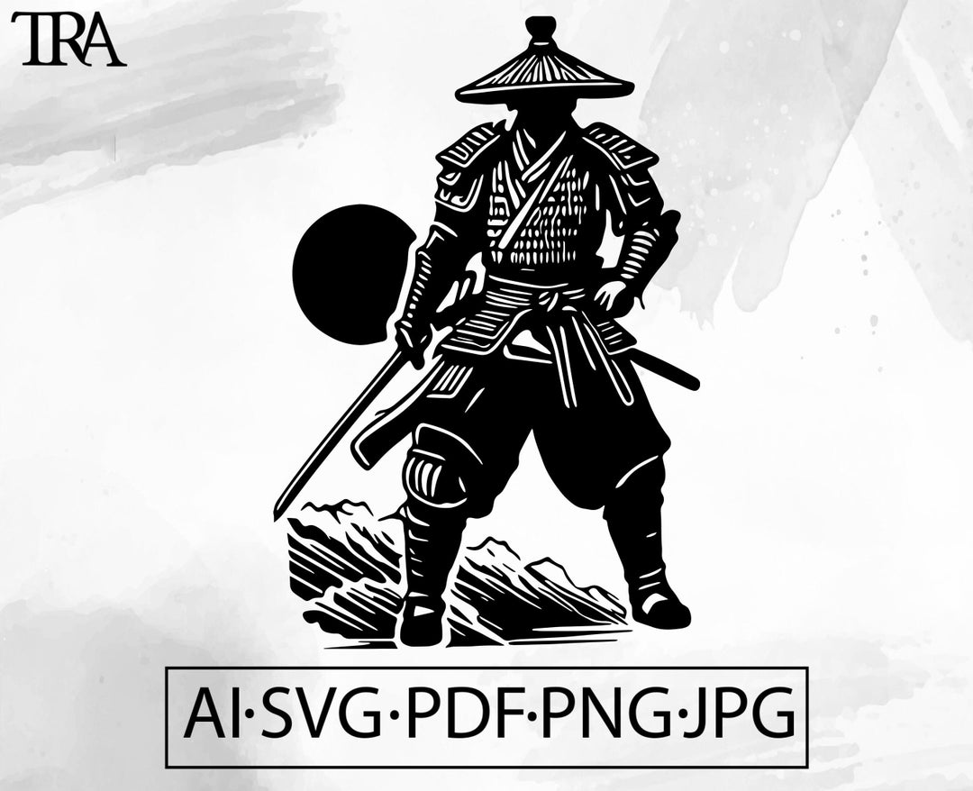 Samurai Warrior SVG Hannya Mask Japanese Oni Mask Katana Asian Art Ink ...