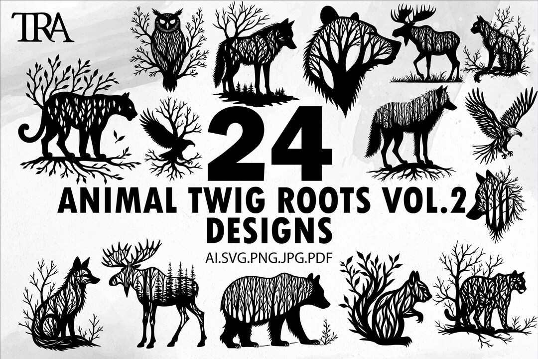 North American Animal Twig Roots SVG Bundle VOL.2 Wild Animal ...