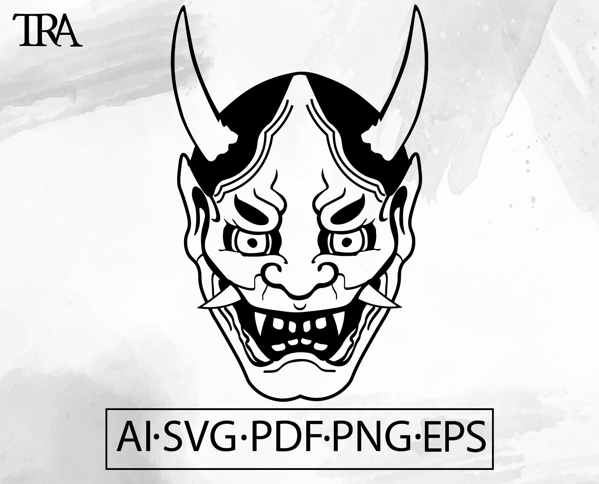 Hannya Japanese Mask SVG Demon Samurai Warrior Oni Mask Asian Art ...