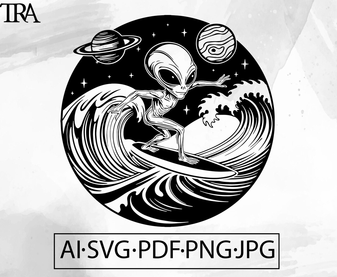 Alien Cosmic Surfer SVG: UFO Sci-fi Galaxy Design (digital Download) - Etsy