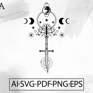 Narsil Sword & Tree of Gondor SVG Lord of the Ring Celestial Mystical ...