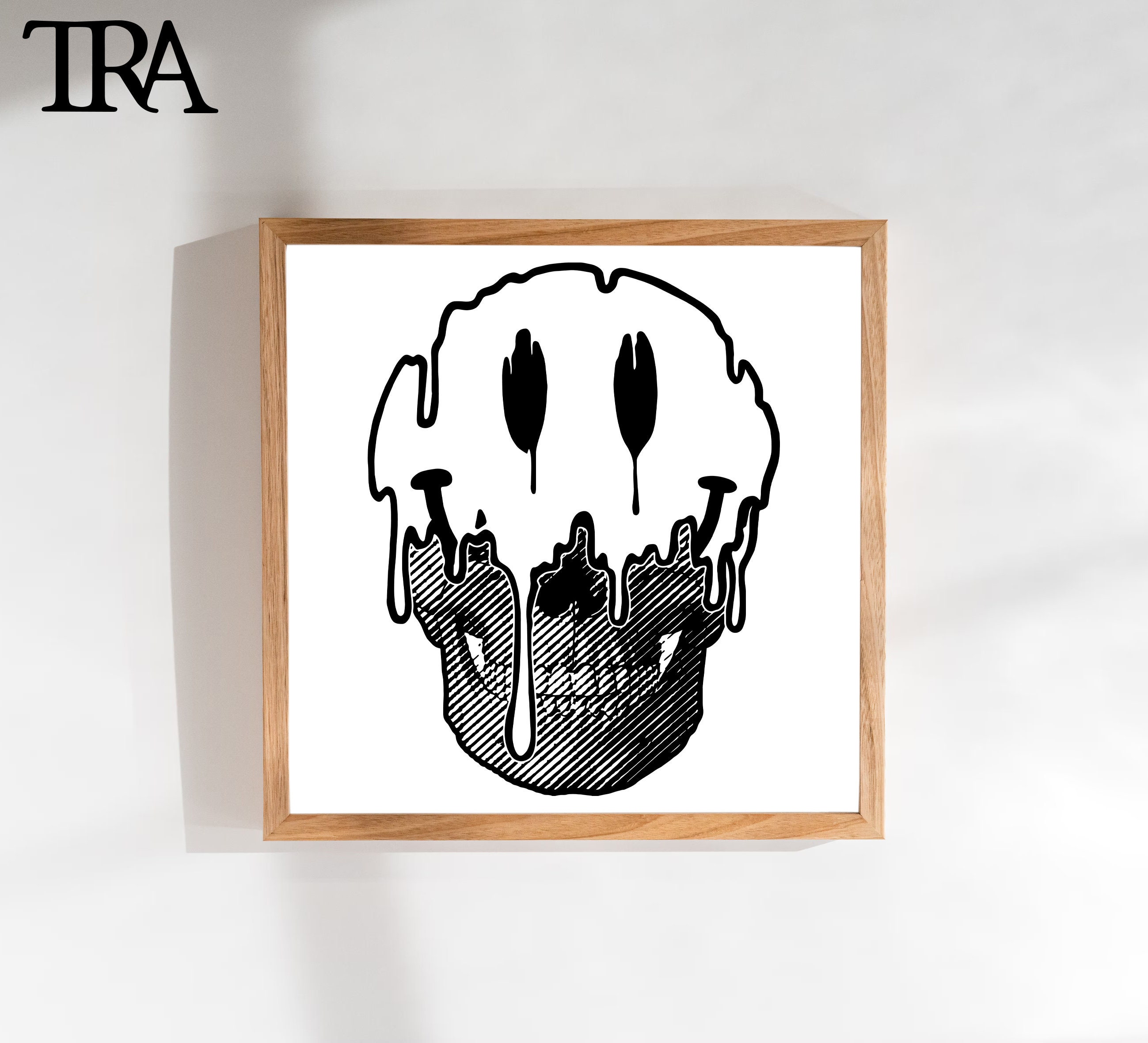 Trippy Smiley Skull SVG Flash Halftone Tattoo Goth Mystical Horror ...