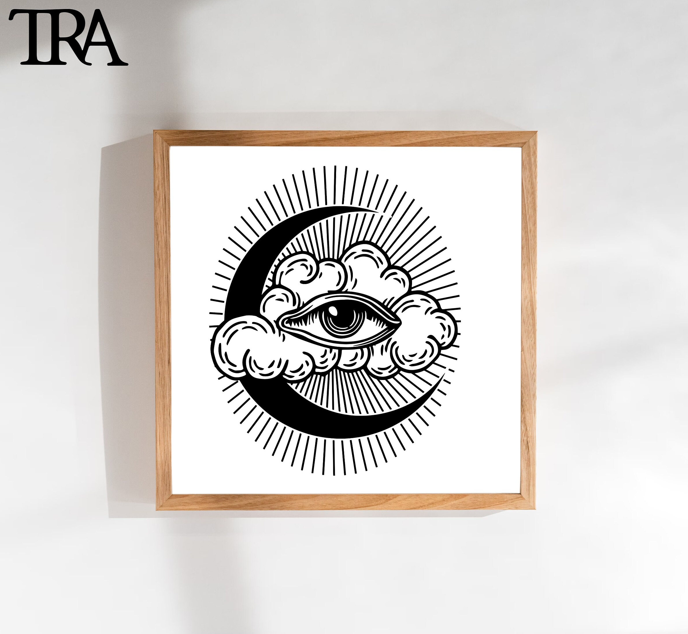 Eye and Moon Cloud Tattoo SVG Third Eye Spiritual Illuminati Mystical ...
