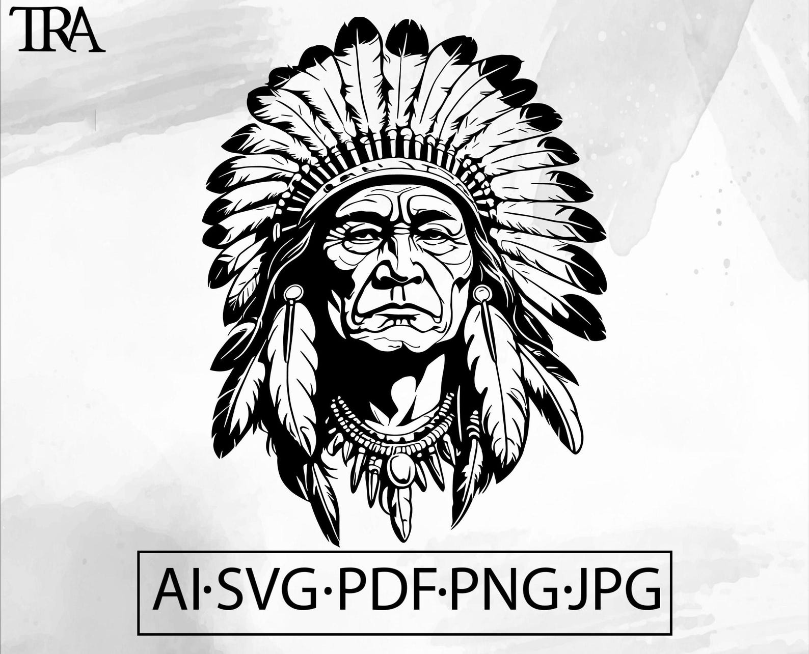 Native Chief SVG American Indian Warrior Chief Headdress Boho Western ...