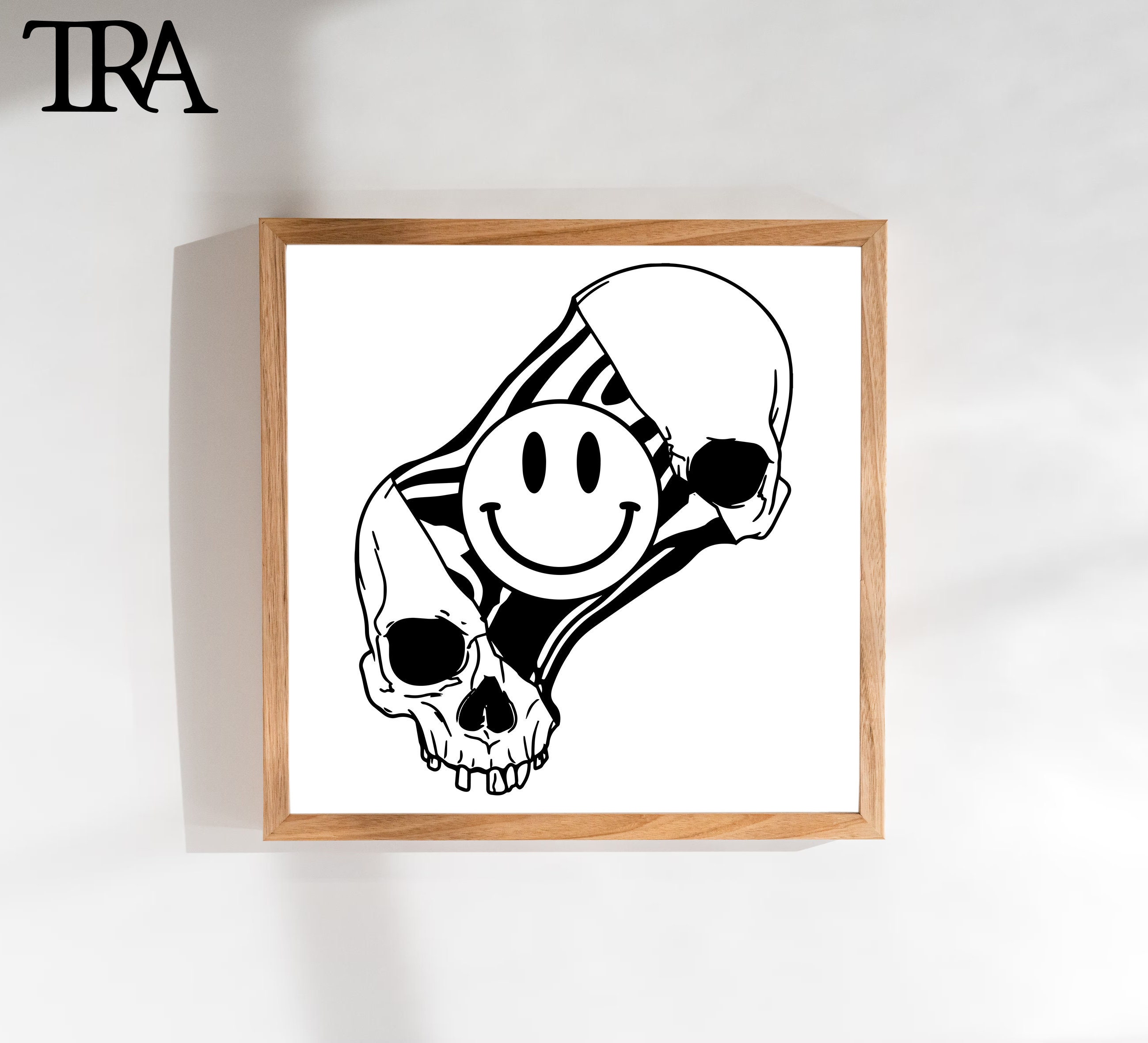 Trippy Splited Smiley Skull SVG Flash Tattoo Goth Mystical Horror ...