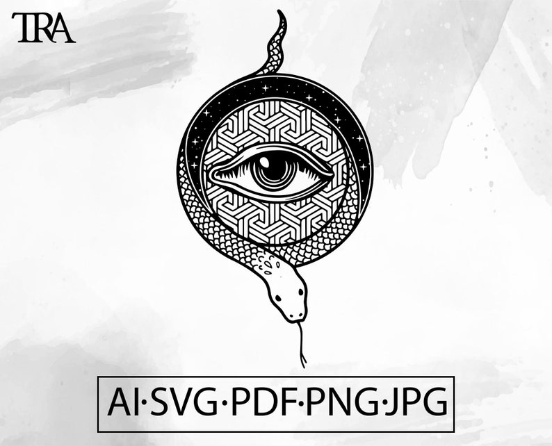 All Seeing Eye Snake SVG Third Eye Ouroboros Celestial Spiritual Witchy ...