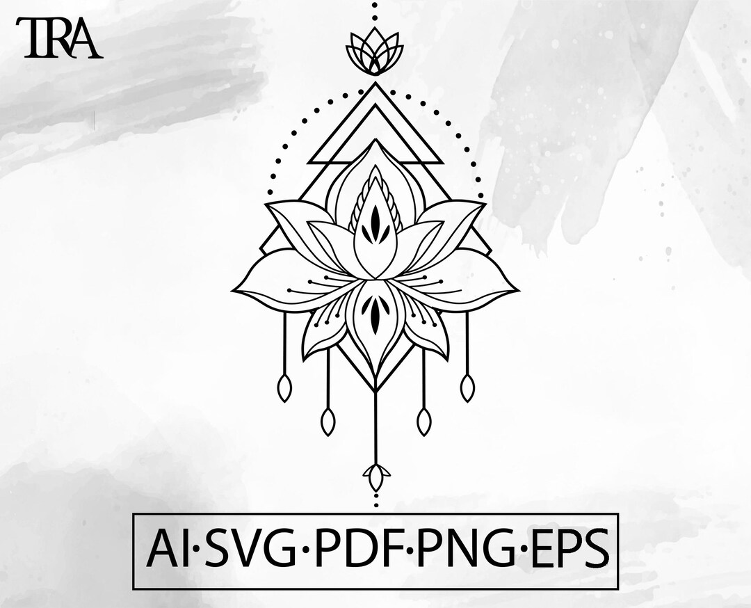 Lotus Unalome SVG Celestial Floral Yoga Hinduism Boho Meditation ...