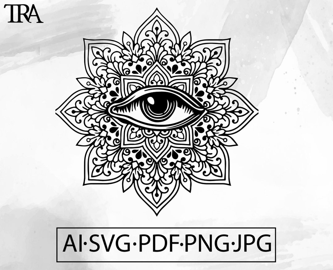 All Seeing Eye Mandala SVG: Third Eye Celestial Design (digital ...