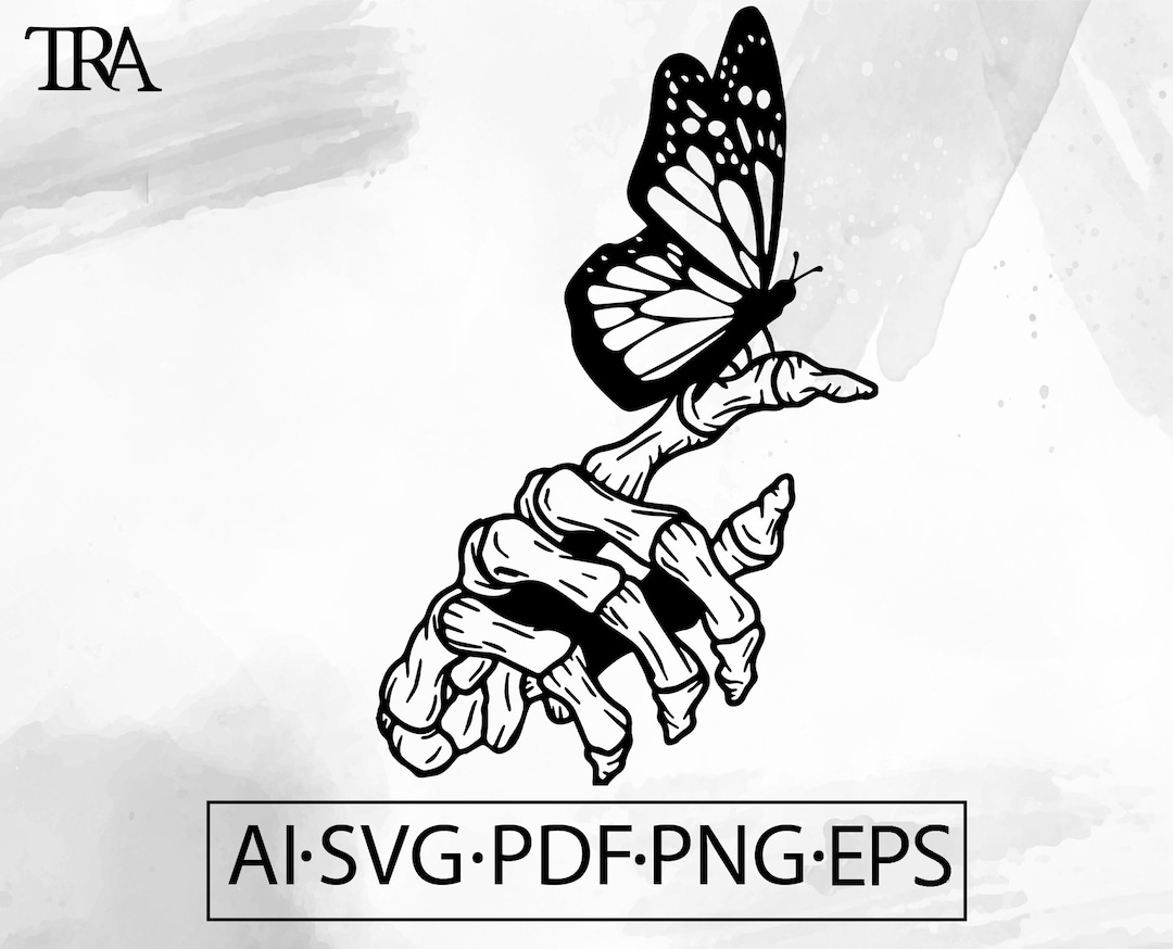 Skeleton Hand With Butterfly SVG Flash Tattoo Goth Mystical Horror ...