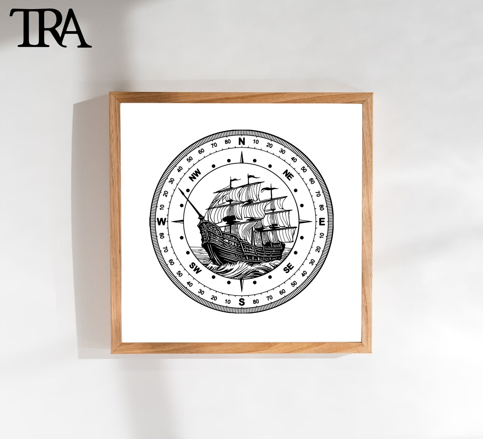 Pirate Ship Compass SVG Sailing Ships Boat Boho Tattoo Instant Digital ...