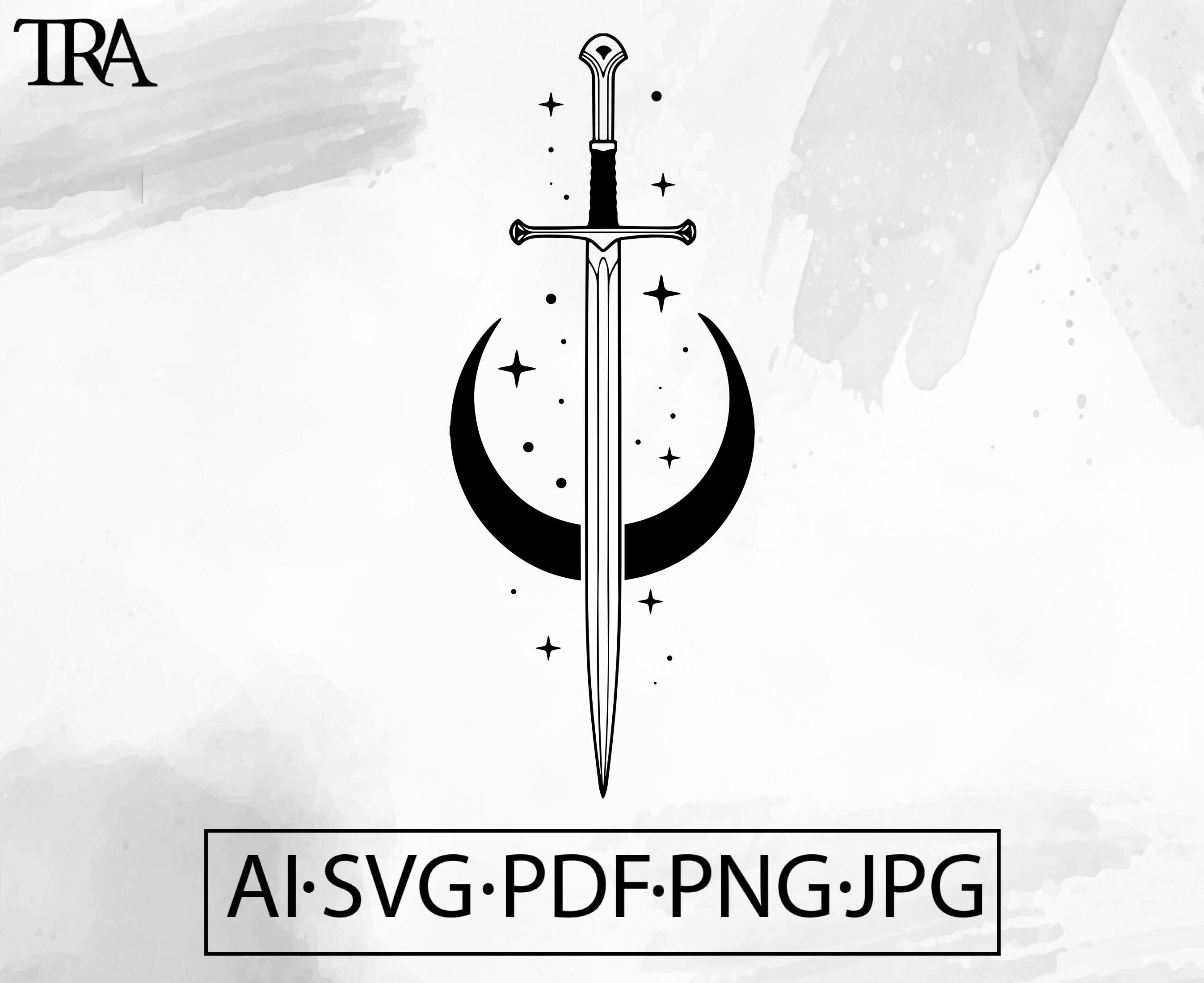 Sword and Moon SVG Celestial Mystical Magic Witchy Witchcraft Knife ...