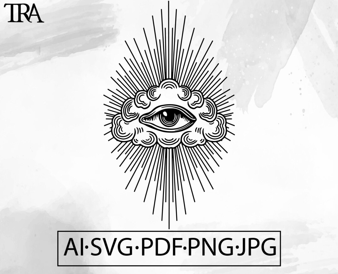 Eye Cloud Sunburst Tattoo SVG Third Eye Spiritual Illuminati Mystical ...