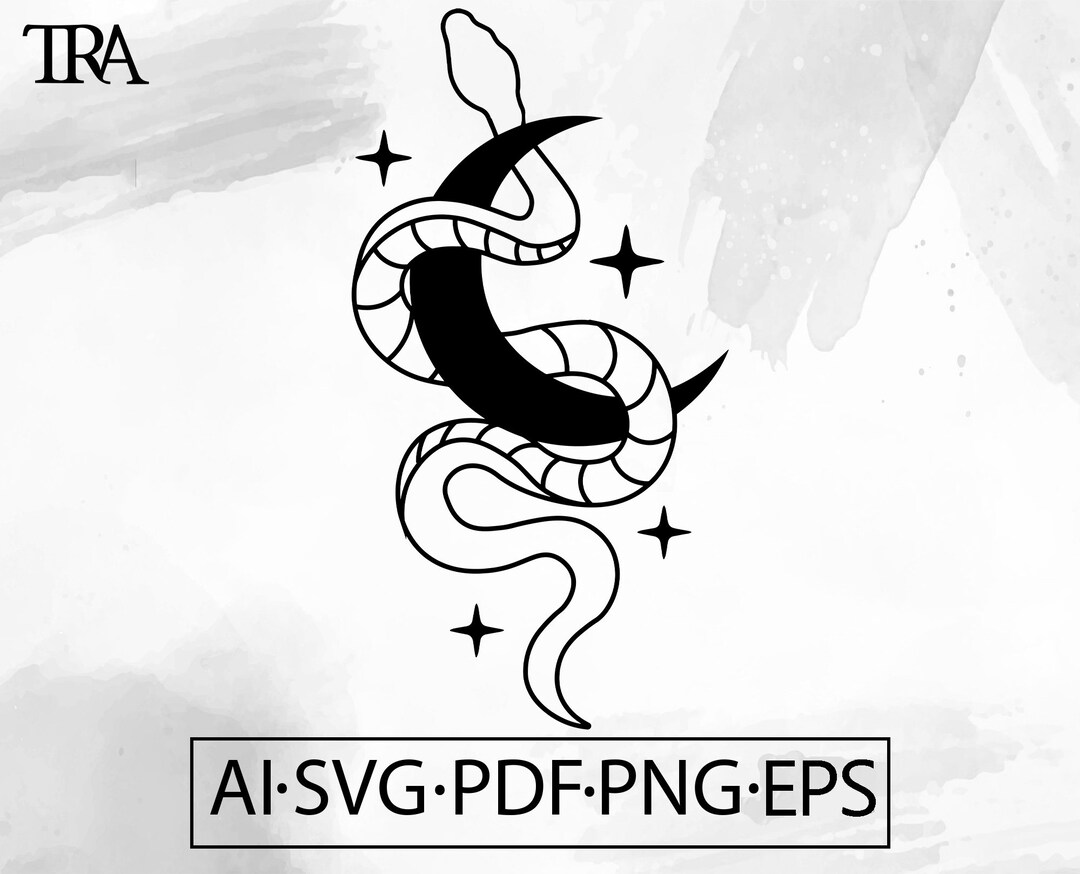 Celestial Snake Moon SVG Mystical Magic Witchy Witchcraft Boho Lunar ...