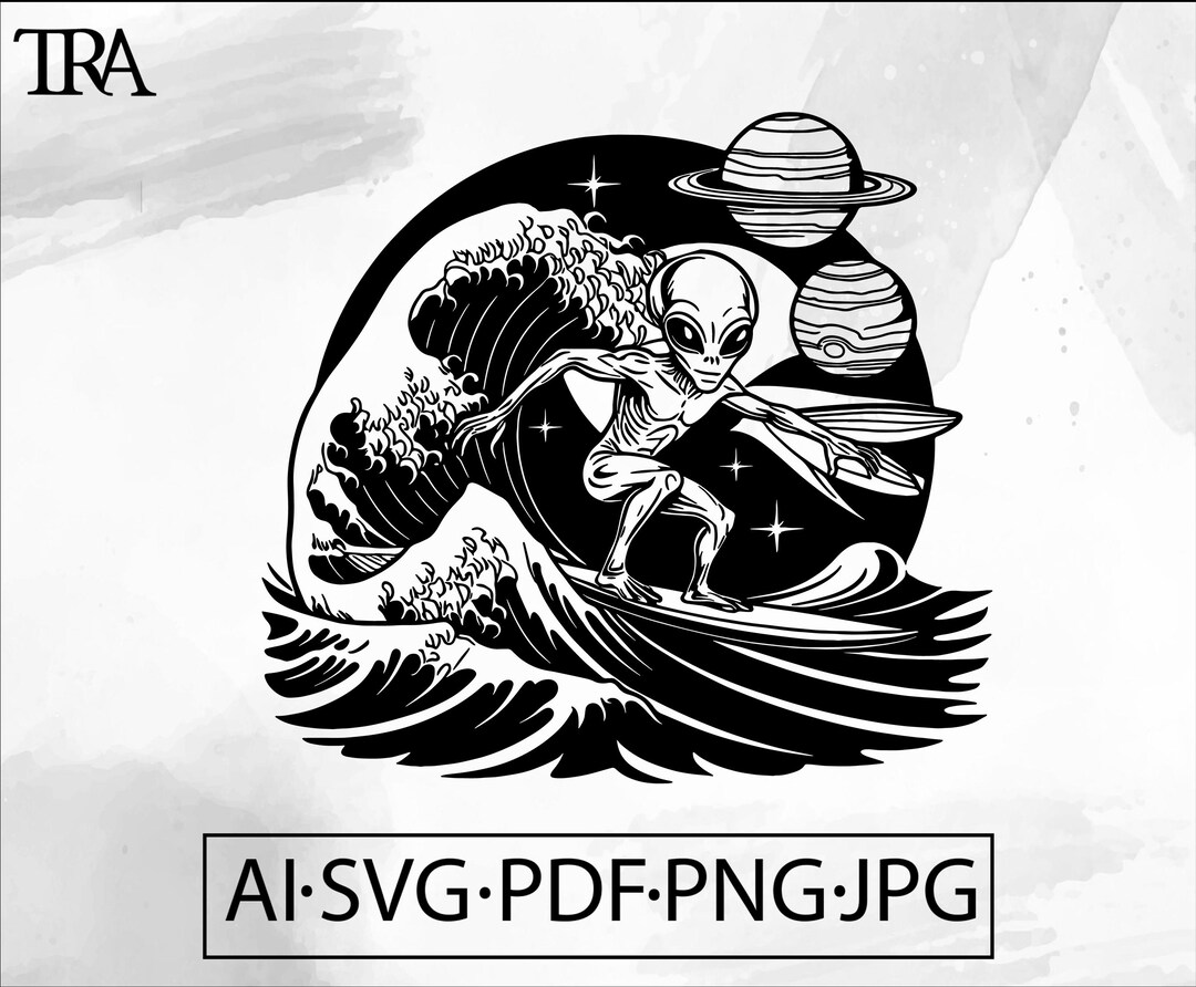 Alien Cosmic Surfer SVG: Trippy Space Galaxy Design (digital Download ...