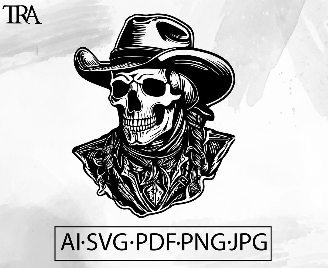 Skull Western Cowboy SVG Ghost Skeleton Undead Wild West Horror Goth ...
