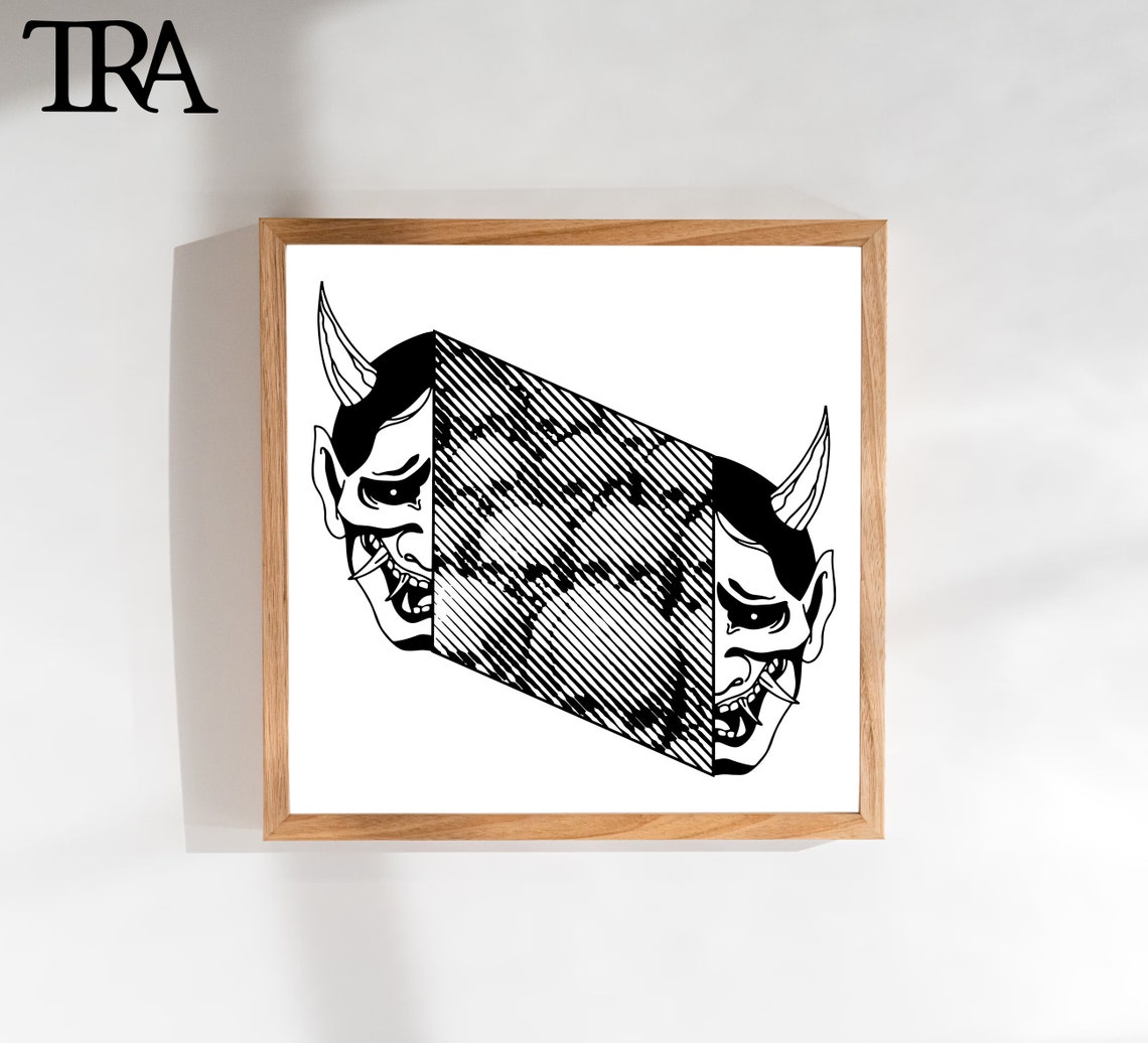 Hannya Demon Mask SVG Halftone Skull Tattoo Japanese Samurai Warrior ...