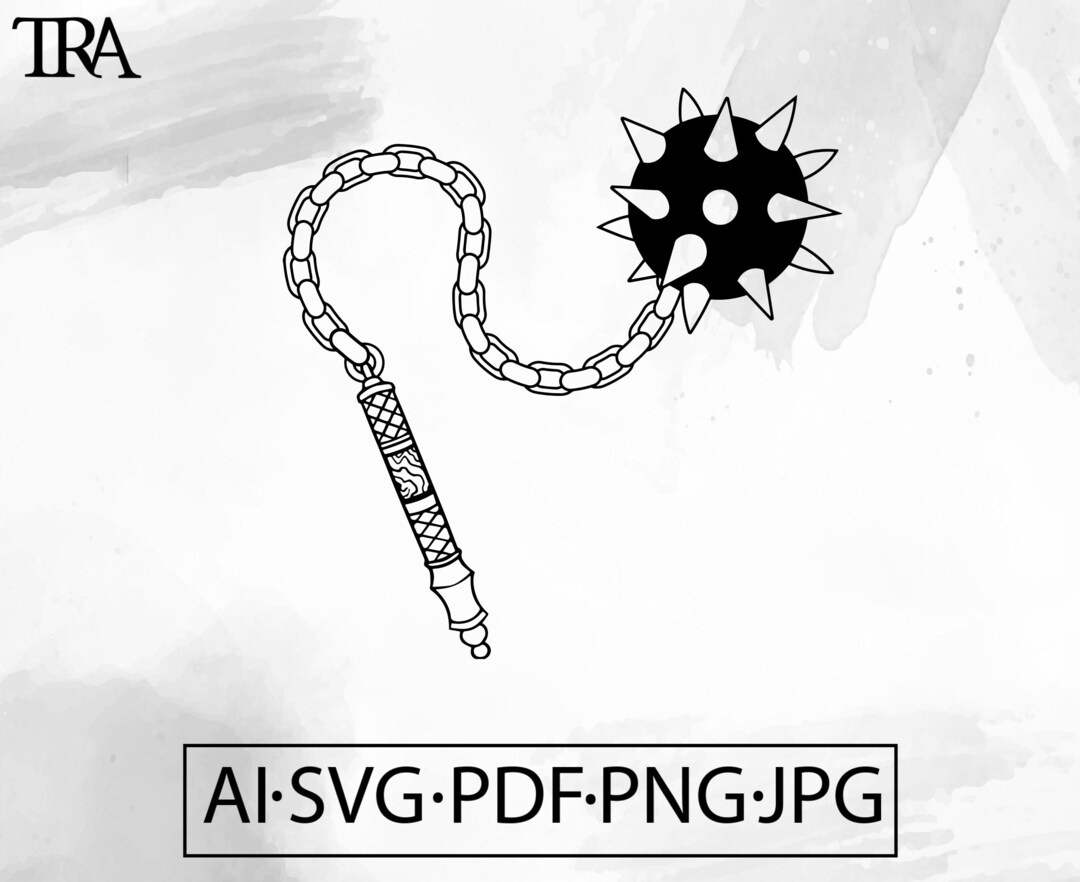 Mace Tattoo SVG Flail Flash Tattoo Medieval Weapon Mystical Goth Witchy ...