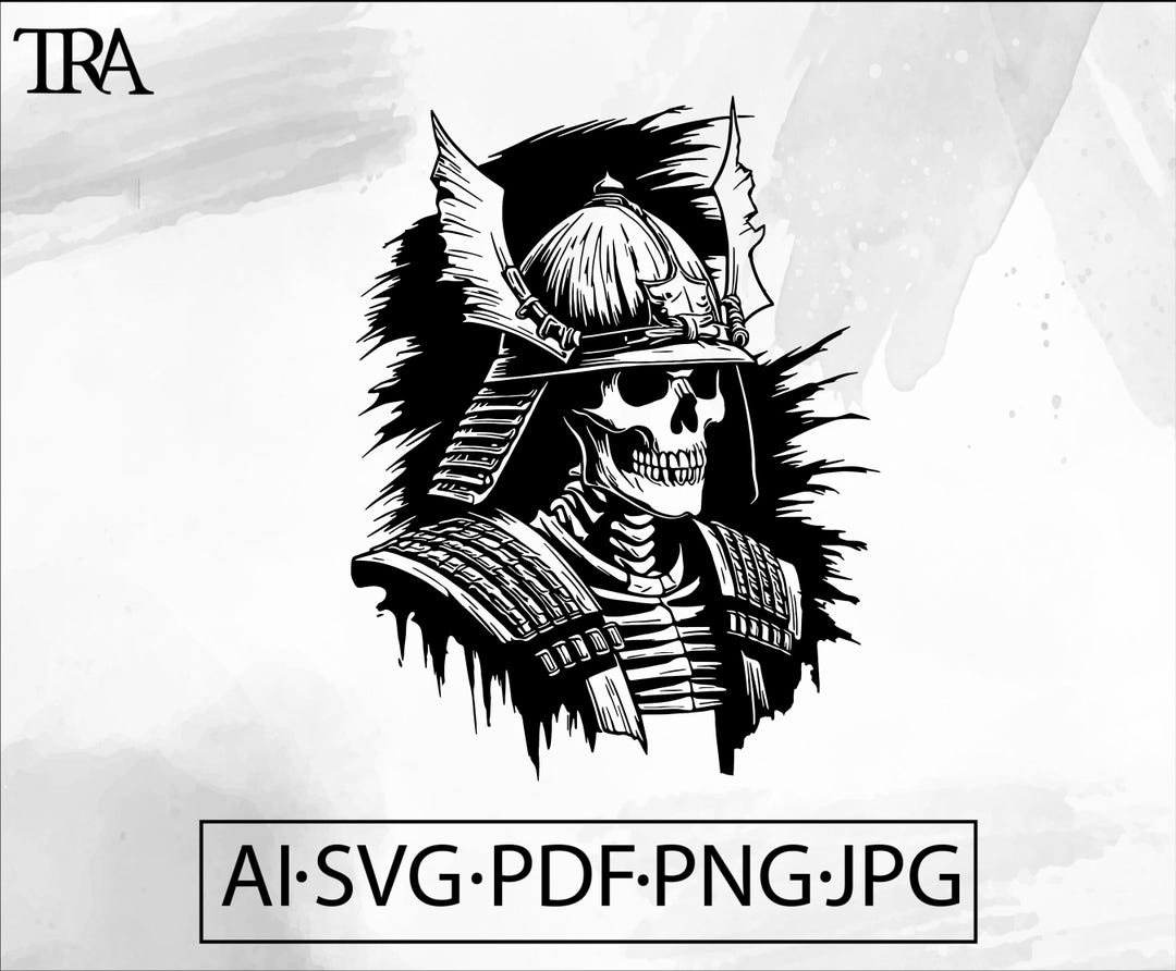 Japanese Samurai Warrior Skeleton SVG Hannya Tattoo Samurai Skull Oni ...