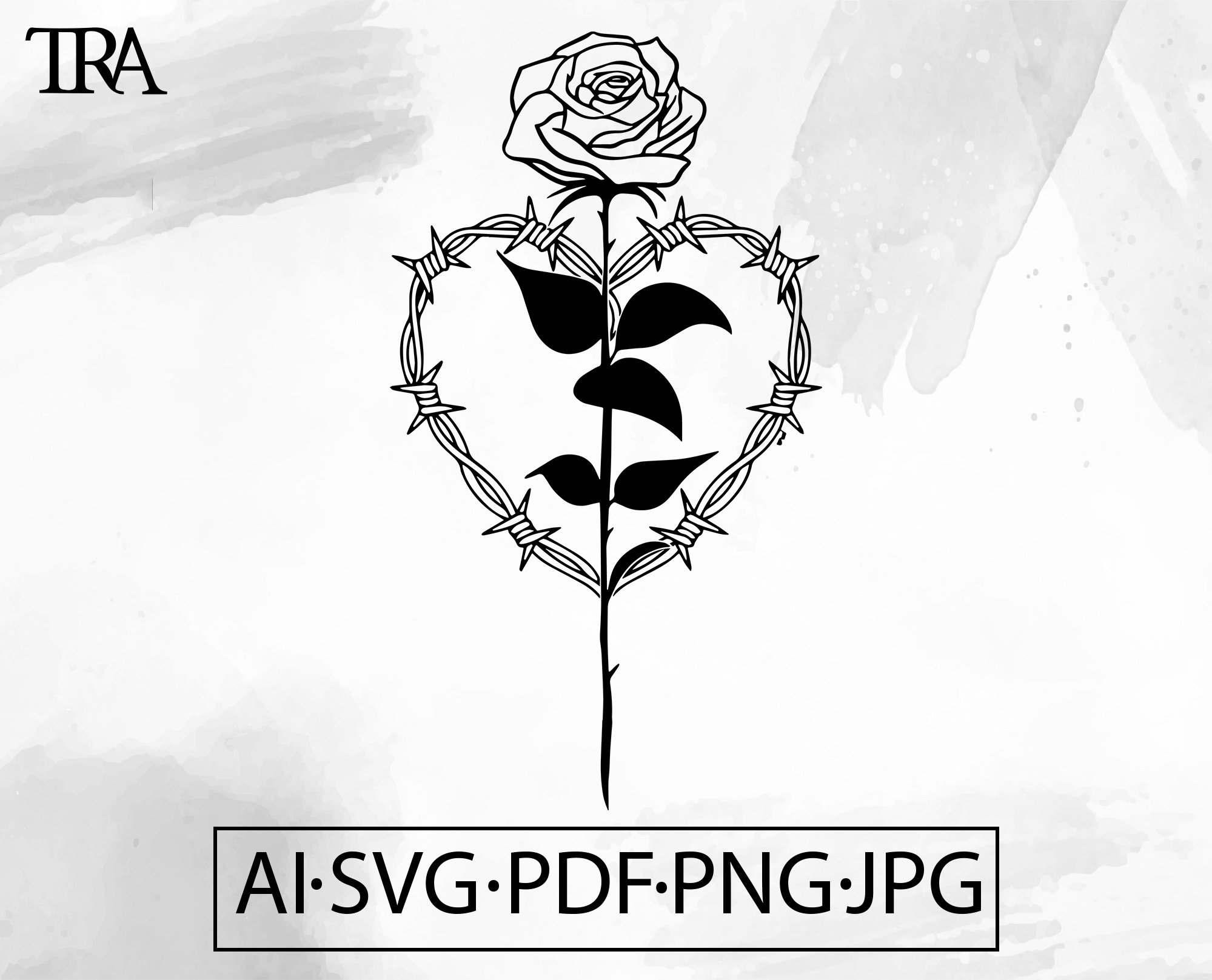 Rose Barbed Wire Tattoo SVG Love Heart Barbed Wire Traditional Flash ...