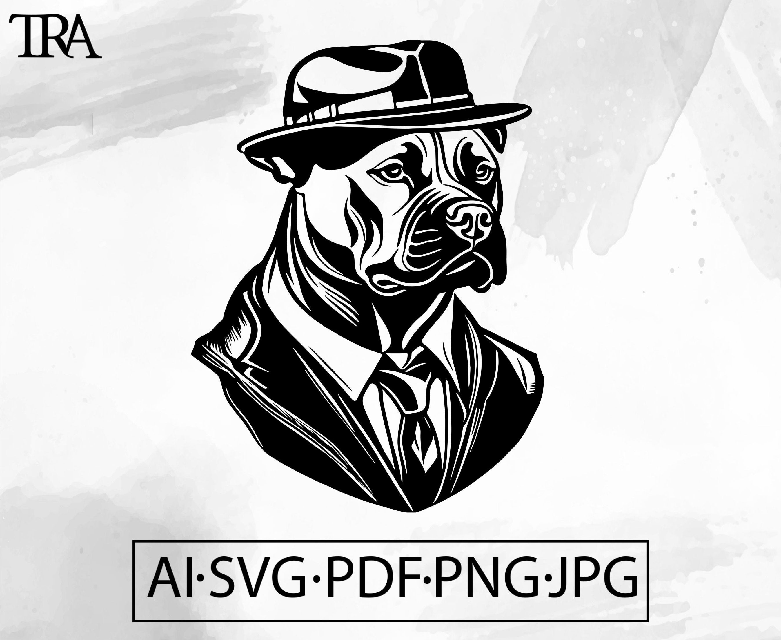 Boxer Gangster SVG Dog Head Animal Bulldog Silhouette Paw T Shirt ...