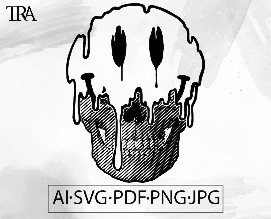 Trippy Smiley Skull SVG Flash Halftone Tattoo Goth Mystical Horror ...