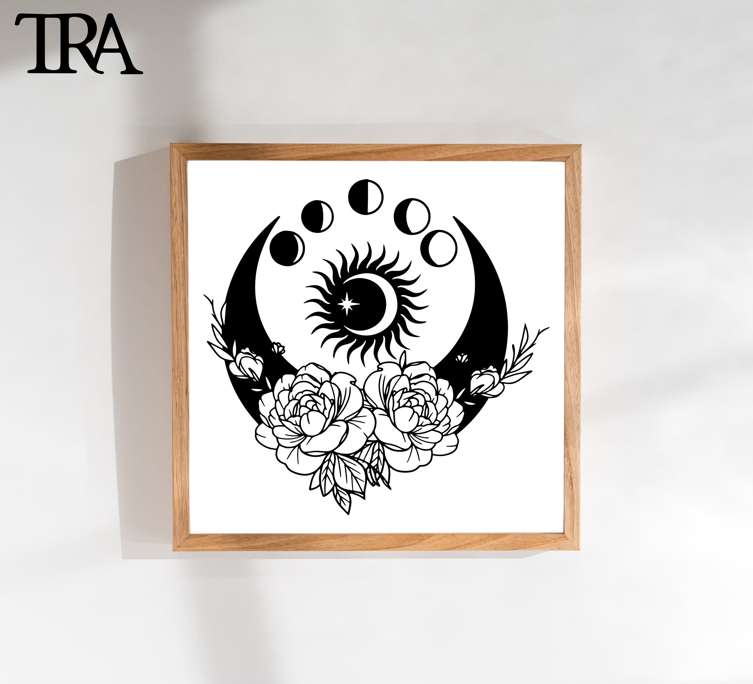 Floral Moon SVG Celestial Mystical Magic Witchy Witchcraft Crescent ...