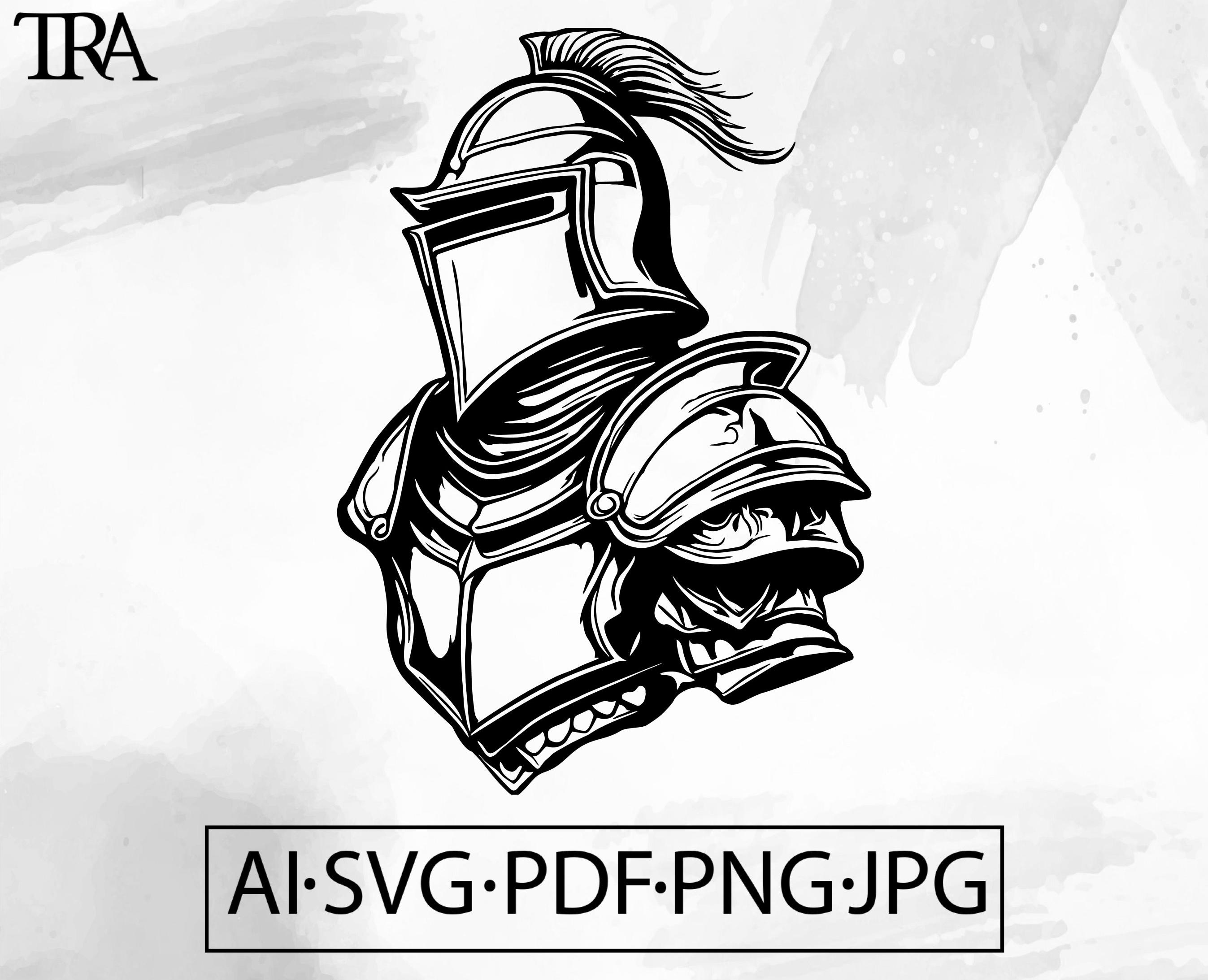 Knight Armour Tattoo SVG Medievil Crusader Helmet Flash Tattoo Horror ...