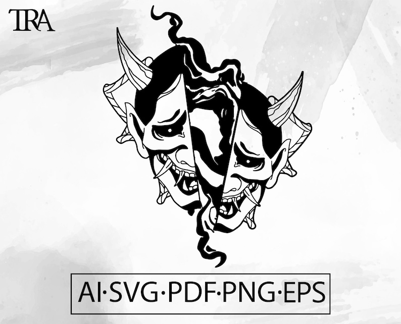 Hannya Demon Mask SVG Japanese Samurai Warrior Oni Mask Asian Art ...