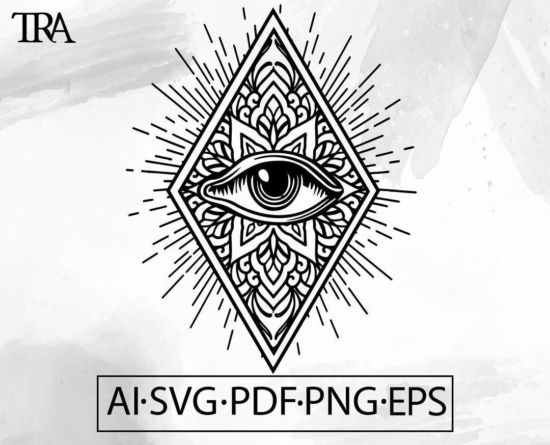 Sunburst Eye SVG Third Eye Tattoo Boho Illuminati Mystical All Seeing ...