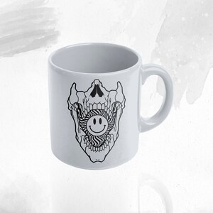 Skeleton Head Trippy Smiley SVG Flash Skull Tattoo Goth Mystical Horror ...