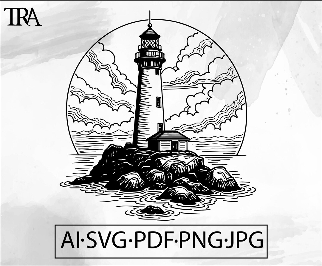 Lighthouse SVG - Nautical Seaside Beacon Tattoo Design (digital ...